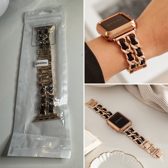 Accessories | My Pretty Strap Black Rose Gold Apple Watch Strap ...
